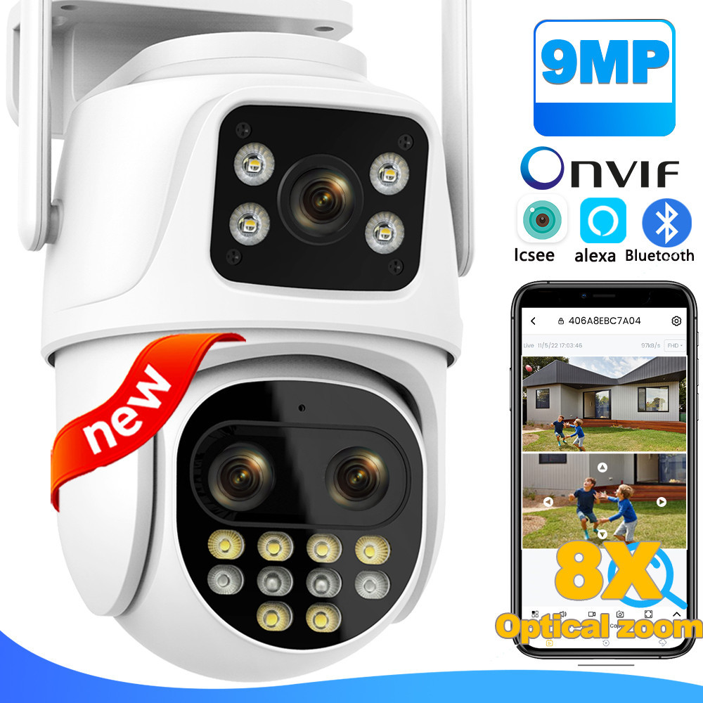 ~5K 9MP WiFi IP Camera Outdoor 8X Optical Zoom Security Camera Three ...
