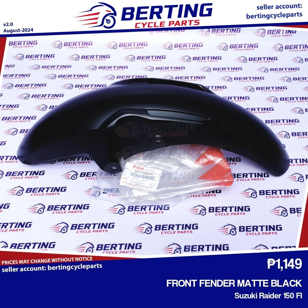 SGP FRONT FENDER MATTE BLACK Suzuki Raider 150 FI Genuine 53111-12K00 ...