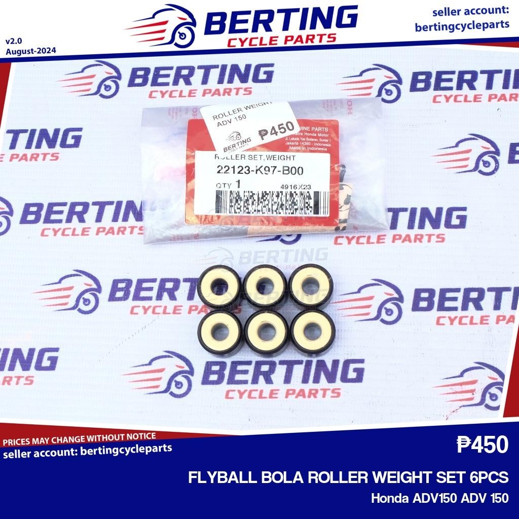 FLYBALL BOLA ROLLER WEIGHT SET 6PCS Honda ADV150 ADV 150 Genuine 22123 ...