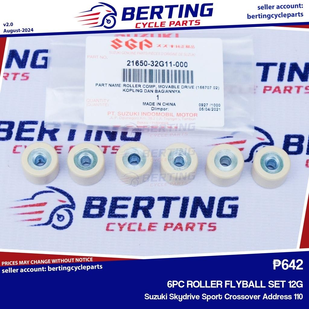 SGP 6PC ROLLER FLYBALL SET 12G Suzuki Skydrive Sport 110 Crossover ...