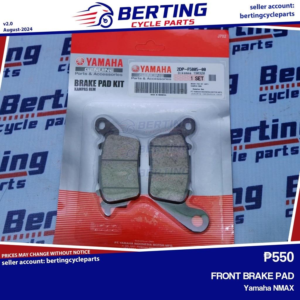 FRONT BRAKE PAD Yamaha NMAX Sniper 150 MX Genuine 2DP-F5805-00 | Shopee ...