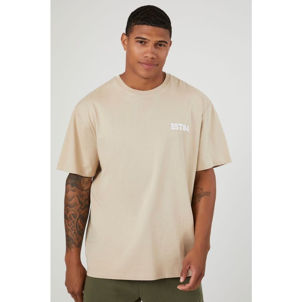 Forever 21 Men's Embroidered EST84 Graphic Tee | Shopee Philippines