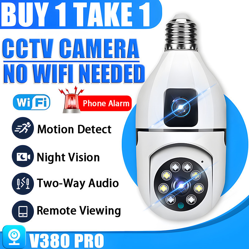 V380 Pro CCTV Bulb Camera E27 Auto Tracking 15MP Ultra HD Night Vision ...