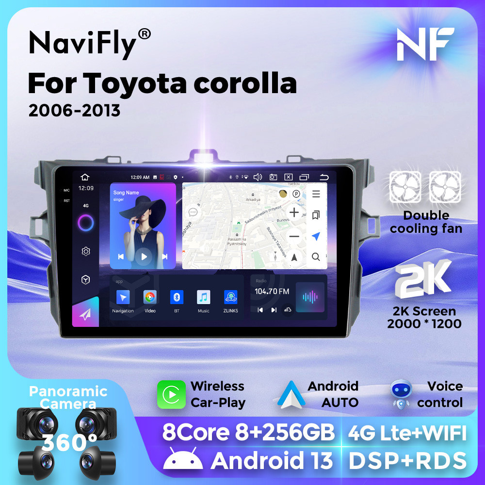 【9 inch Android Autoradio CarPlay 2 Din Car Multimedia Player gps Head ...