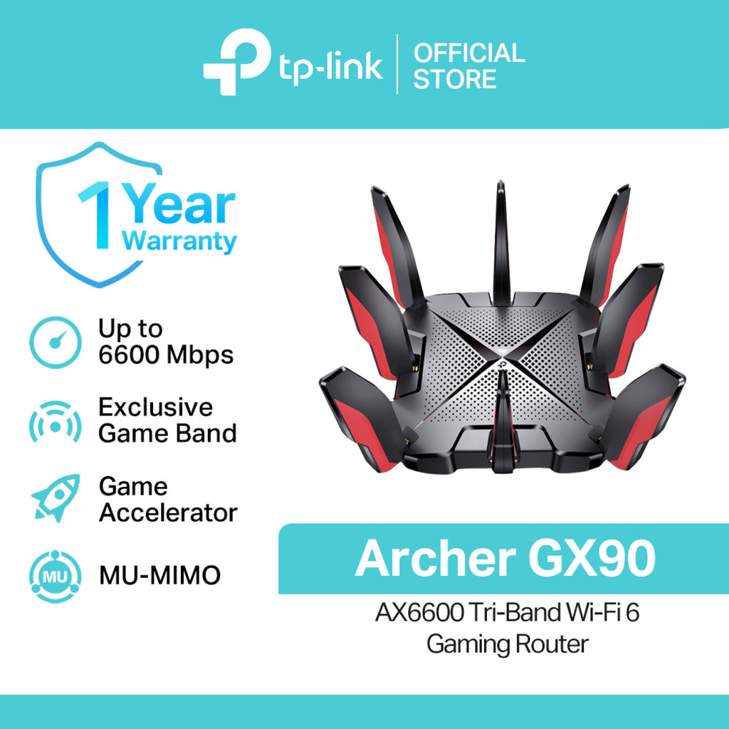 TP-Link Archer GX90 6.6 Gbps AX6600 Tri-Band Wi-Fi 6 Gaming Router MU ...