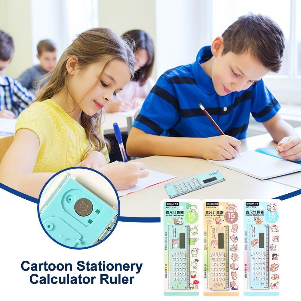 Cartoon Stationery Calculator Ruler Student Supplies Mini Ruler ...