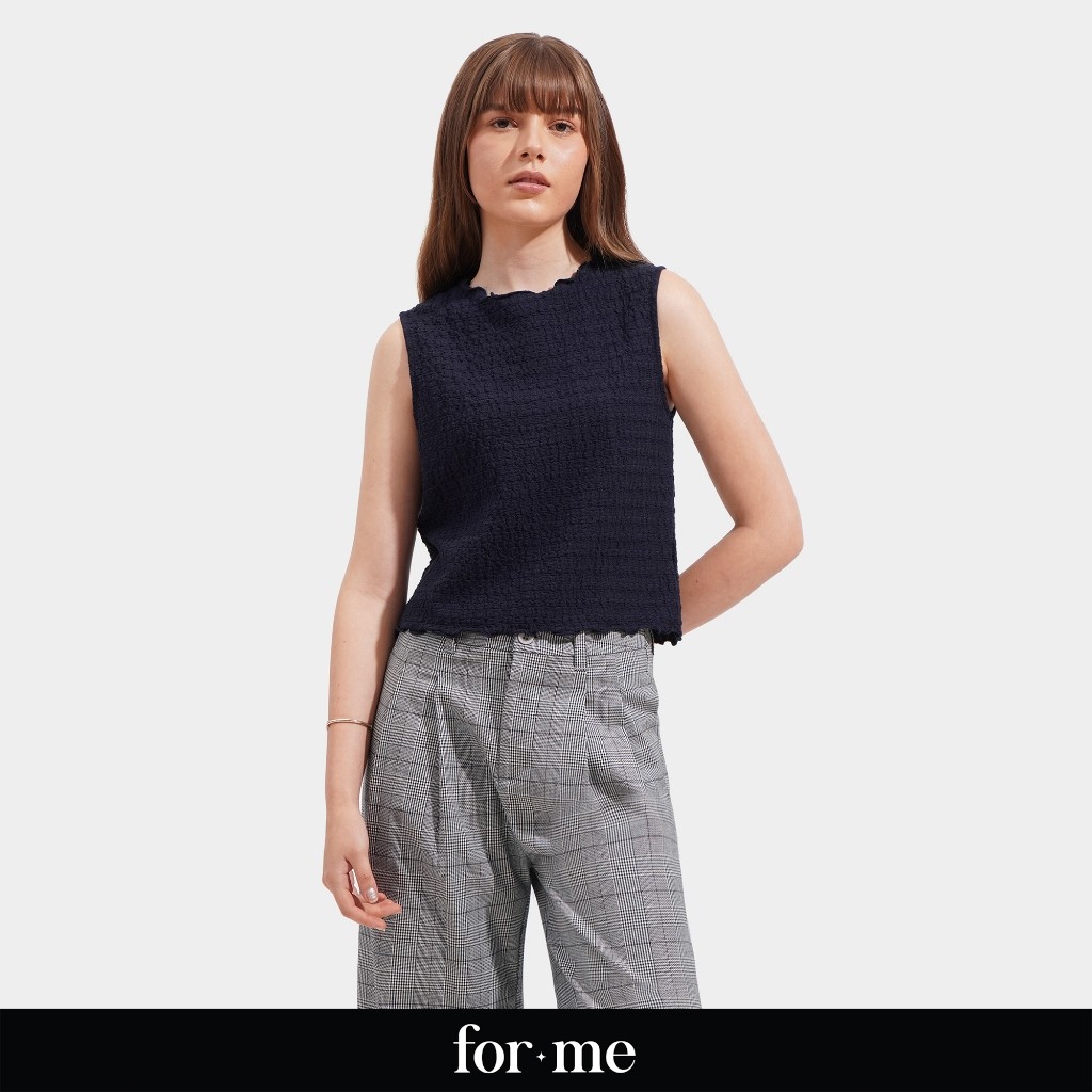ForMe Textured Tank Top for Women (Navy Blue) | Shopee Philippines