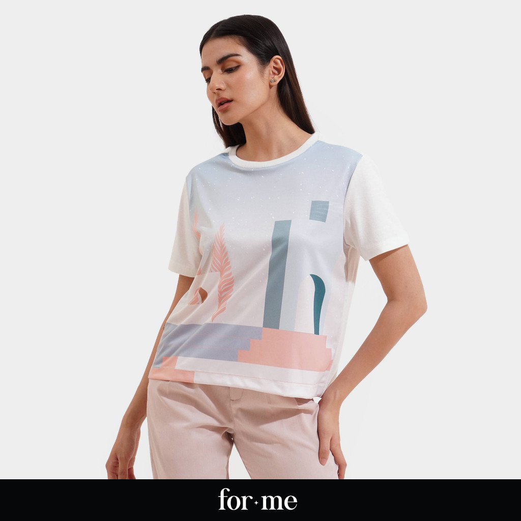 ForMe Idyllic All Over Print Graphic Tee T-Shirt for Women (Off White ...