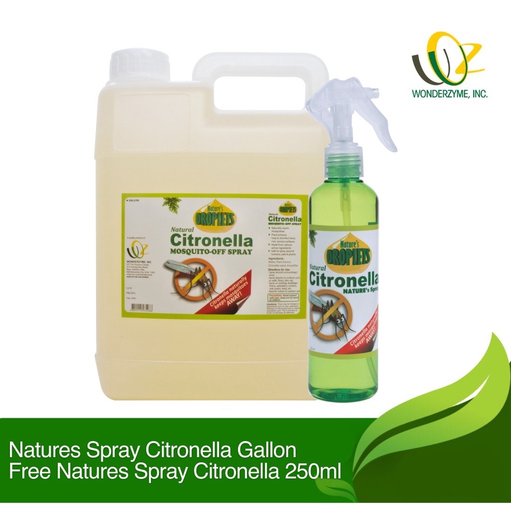 NATURE'S DROPLETS Citronella Natural Mosquito Off Spray Gallon (Free ...