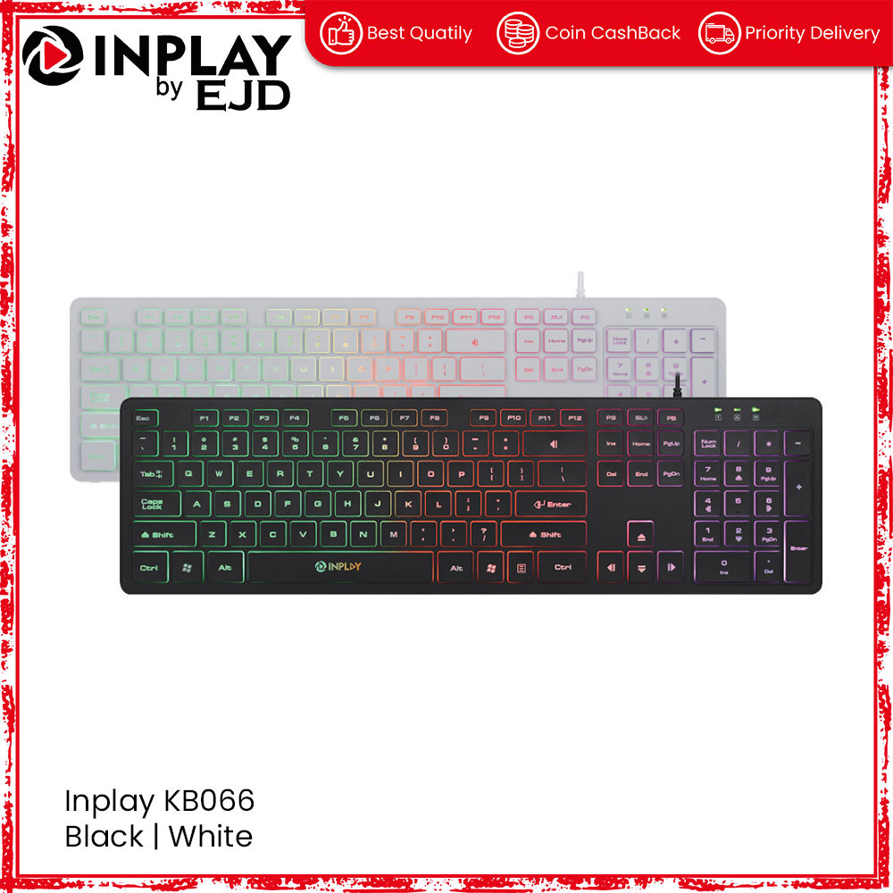 Inplay Kb066 White Black Smooth Touch Keyboard By EJD | Shopee Philippines