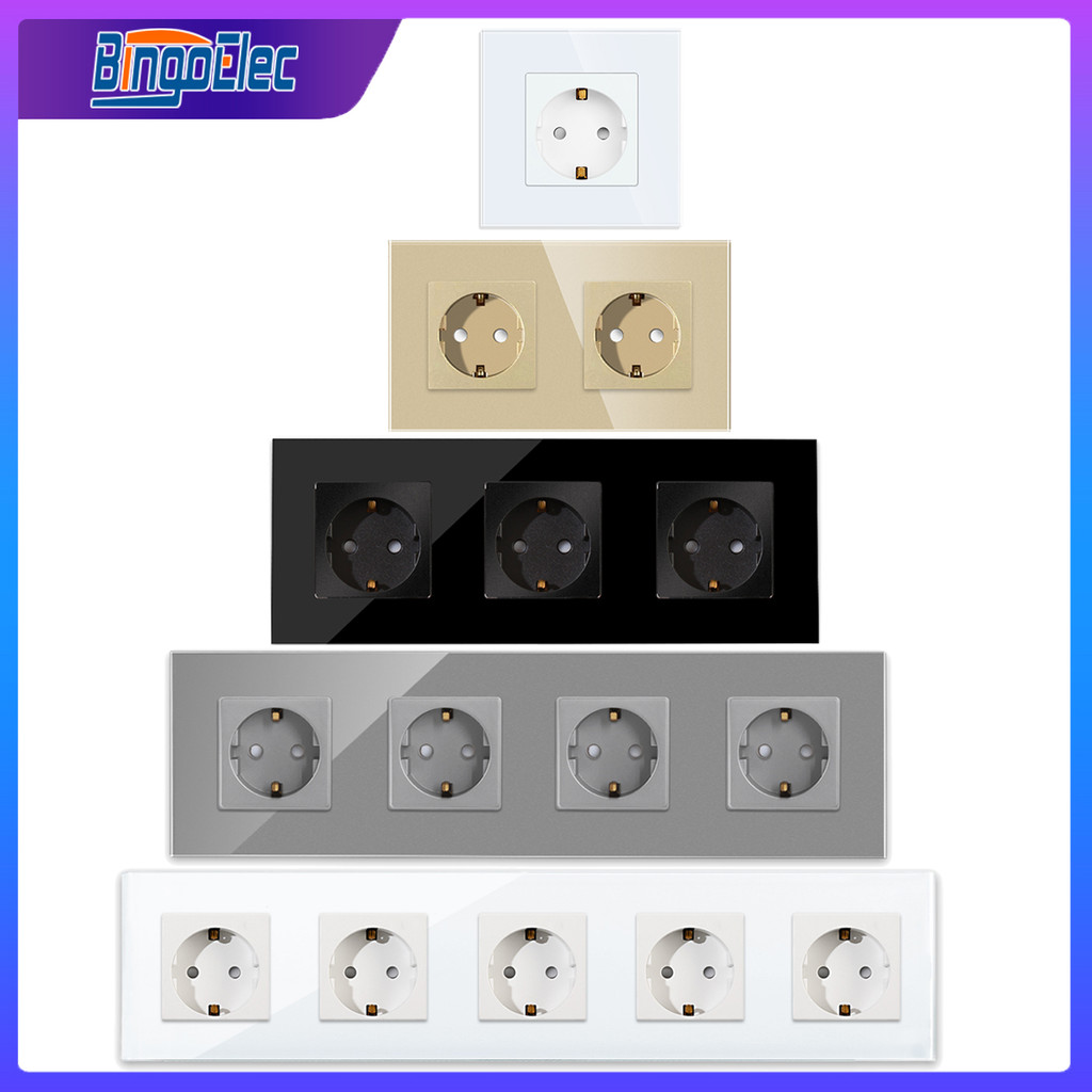 ☢Bingoelec Wall EU Russia Standard 16A Socket 1/2/3/4/5 Electrical ...