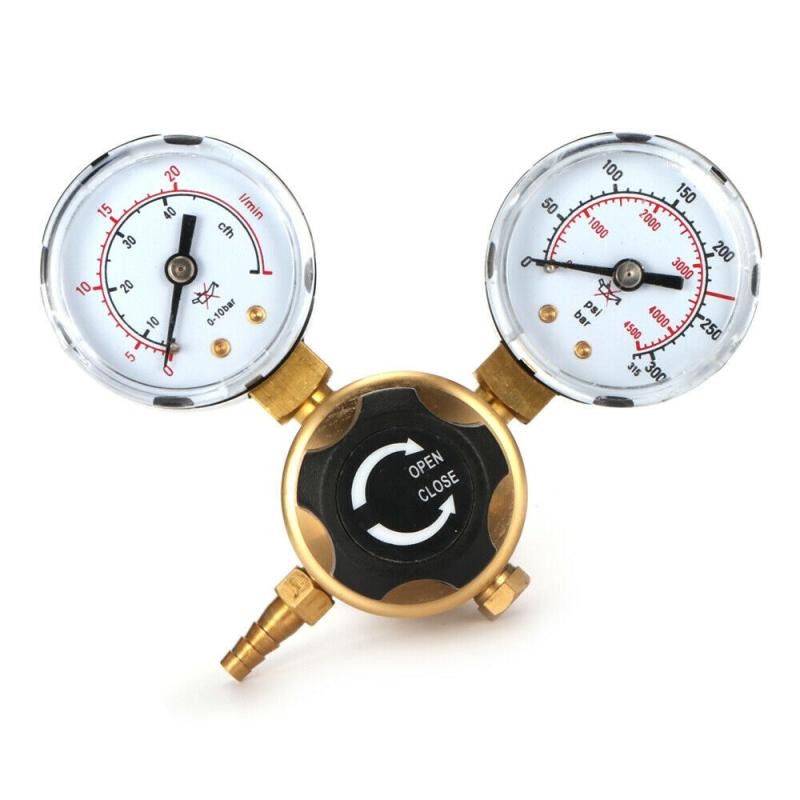 ┱Pressure Regulator Reducer for Argon CO2 Welding Twin Gauge Gas Bottle ...