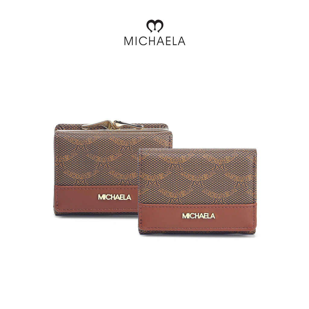 MICHAELA Fan-Shaped Print Trifold Wallet with 8 Card Slots Compact for ...