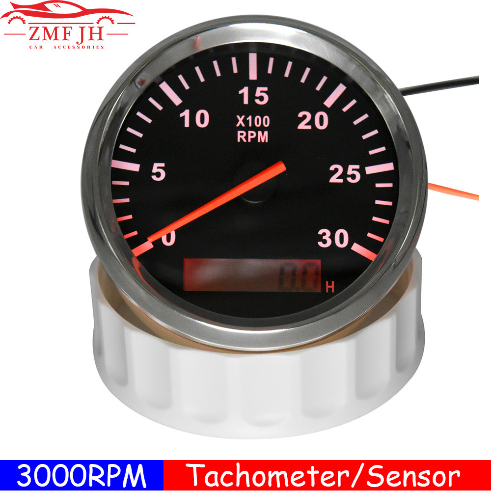 3000 RPM Tachometer Gauge Tach Sensor REV Counter with Hour Meter 85mm ...