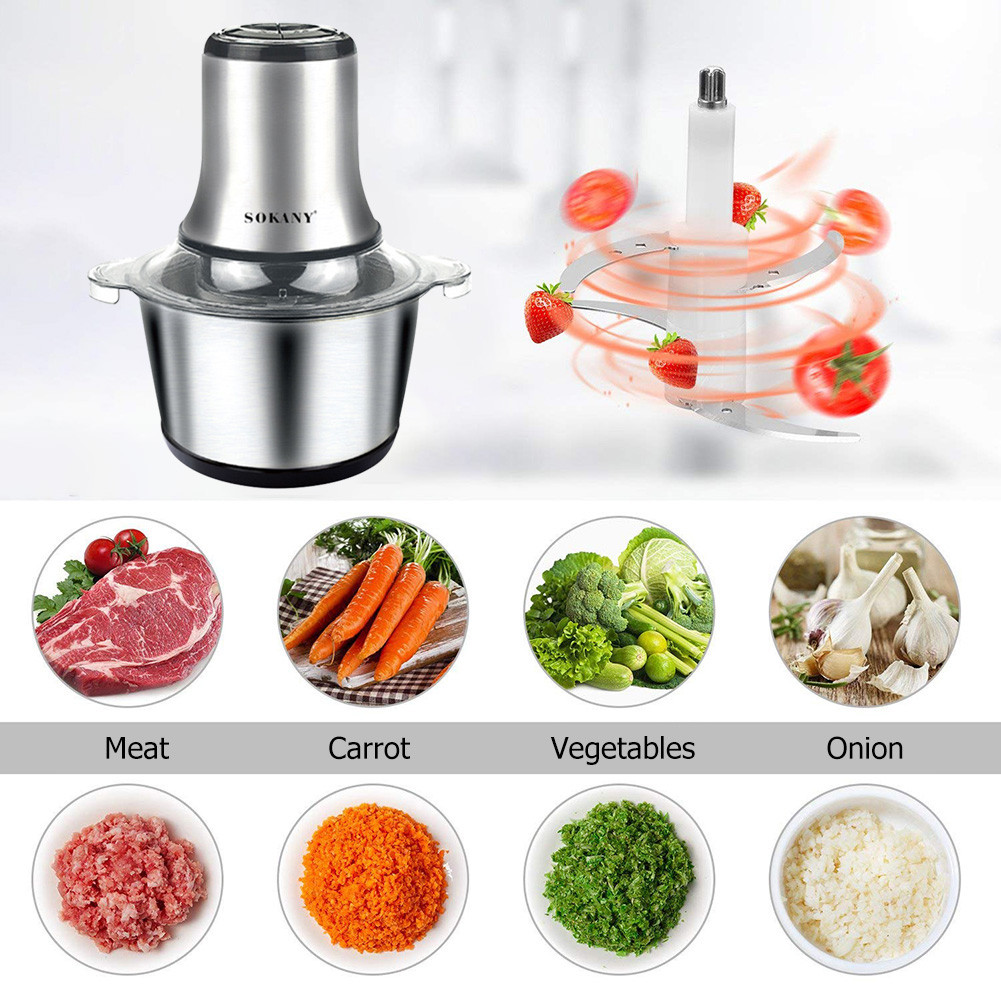 유Meat Grinder 800W Electric Food Processor Stainless Steel Vegetable Chopper Blender Food Proce ...