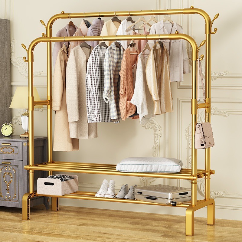 ☬Pretty Multiple Wardrobe Clothes Rail Gold Shelf Bedroom Space Saving ...