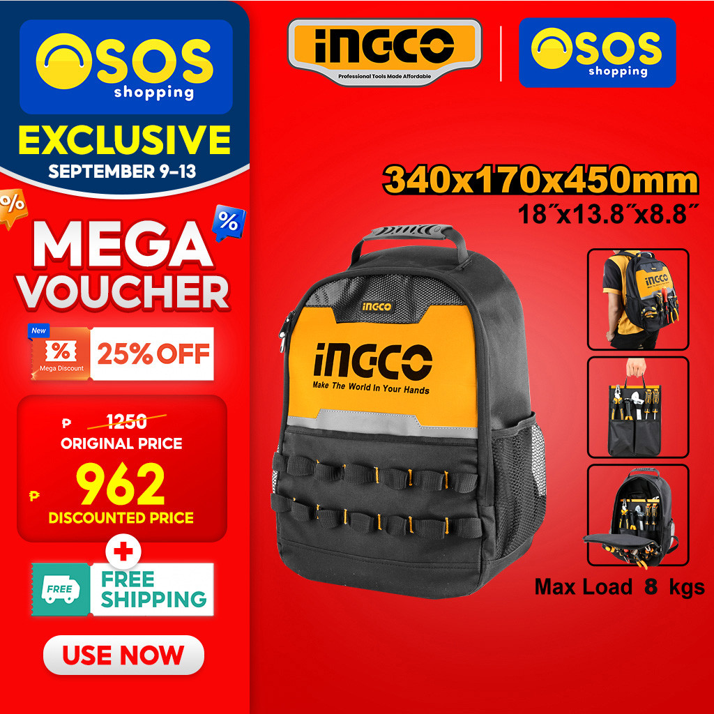 Ingco Original Tools Backpack Tool Box Tool Kit HBP0101 Bagpack INGCO ...