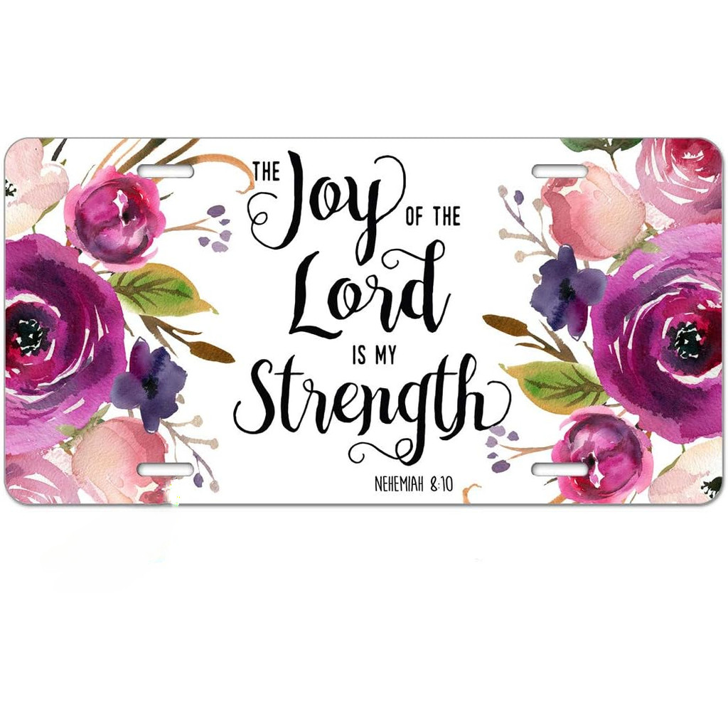 ★Amcove Bible Verse License Plate Floral License Plate Bible Scripture ...