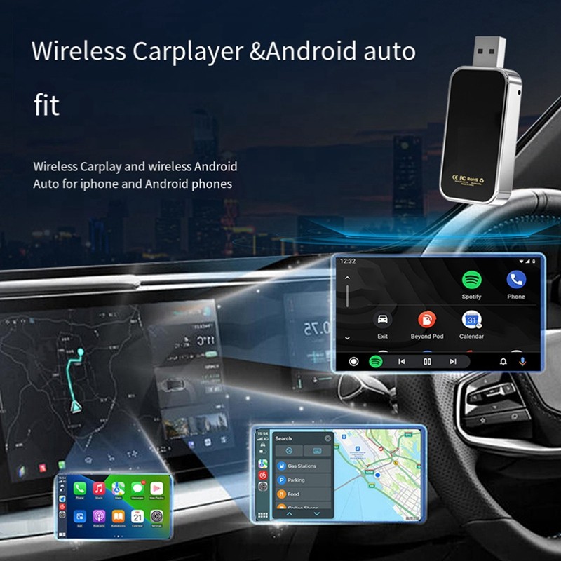 USB 2 In 1 Wireless Carplay Android Adapter Wireless Adapter Car Adapter Convert Wired Android ...