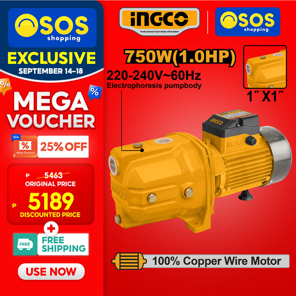 Ingco Original Water Pump | Jet Pump 750W 1HP JP07508-5 •OSOS• | Shopee ...