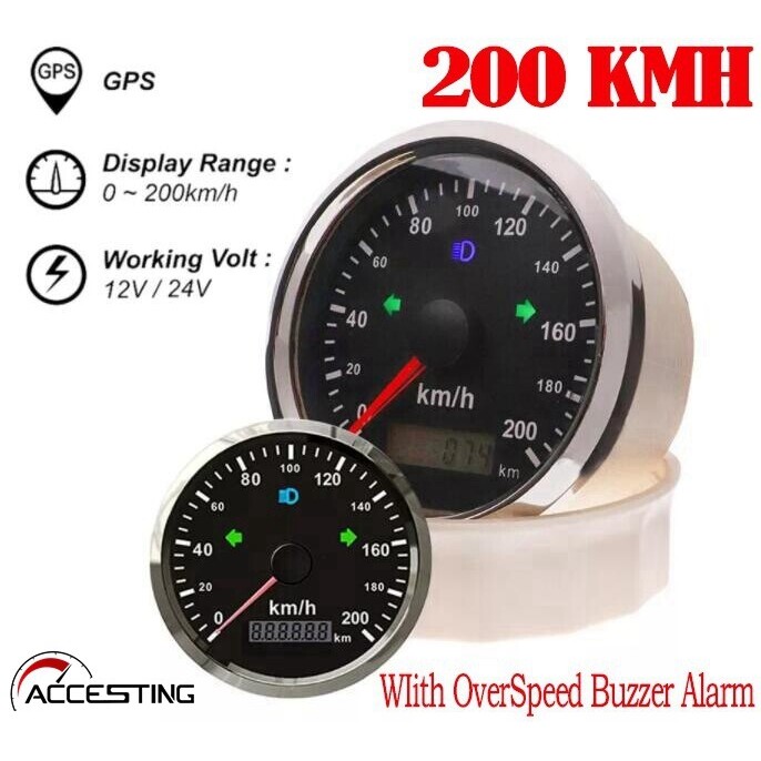 85mm GPS Speedometer Odometer 0-200Km/H LCD Display Tachometer KMH ...