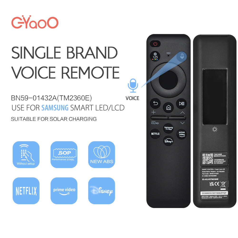 ⓛBN59-01432A Replacement Solar Remote Control For Samsung Smart TV ...