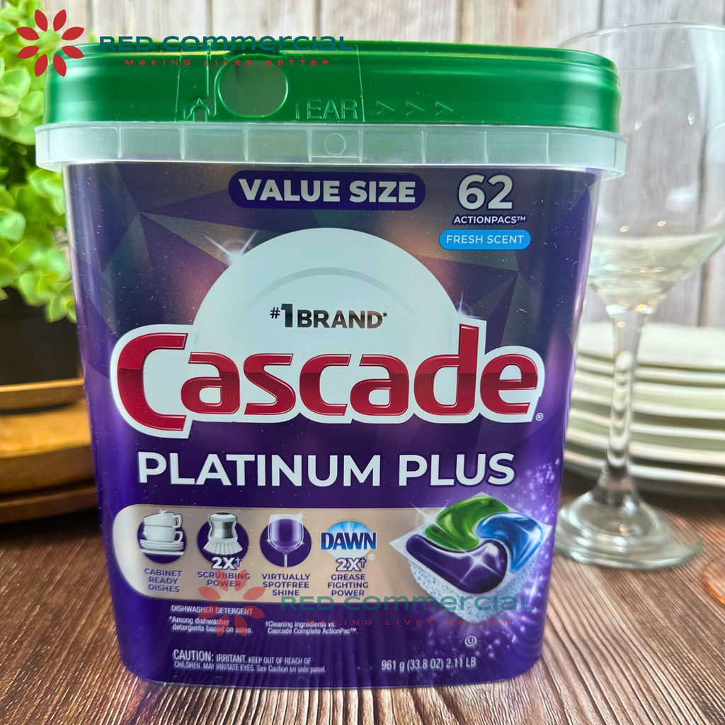 Cascade Platinum PLUS+ 62 Actionpacs, FRESH SCENT (Packaging May Vary ...