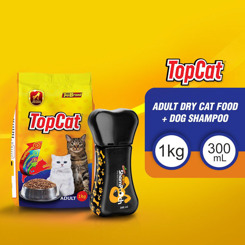 TopCat Adult Meal Dry Cat Food 1kg + TopBreed Shampooch 300mL | Shopee Philippines