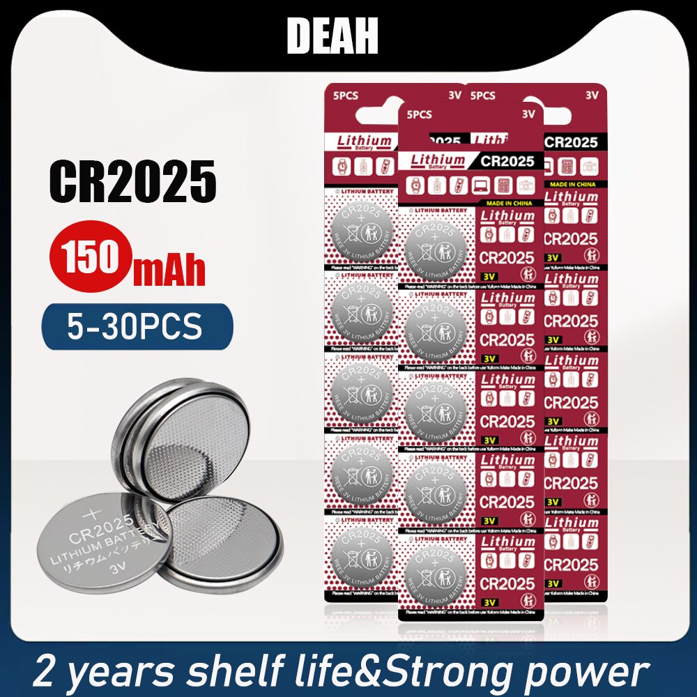 CR2025 2025 DL2025 BR2025 KCR2025 3V Lithium Battery For Car Remote ...