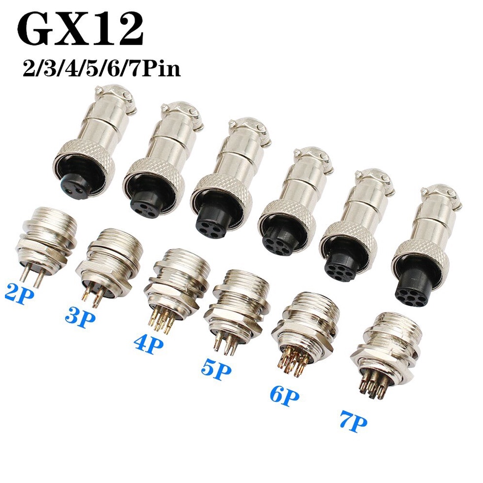 GX12 panel circular aviation connector plug socket 2pin 3Pin 4Pin 5Pin ...