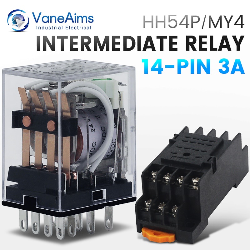 Relay MY4P HH54P MY4NJ Coil General DPDT Micro Mini Electromagnetic Relay Switch with Socket ...
