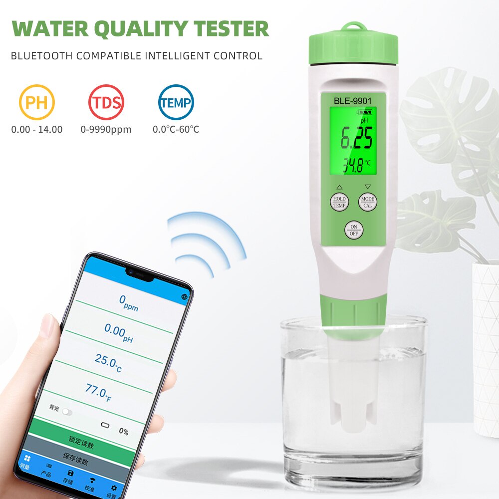 2022 New 3 in 1 Blue-tooth PH Meter Ph/TDS/Temp Water Test Tool With ...