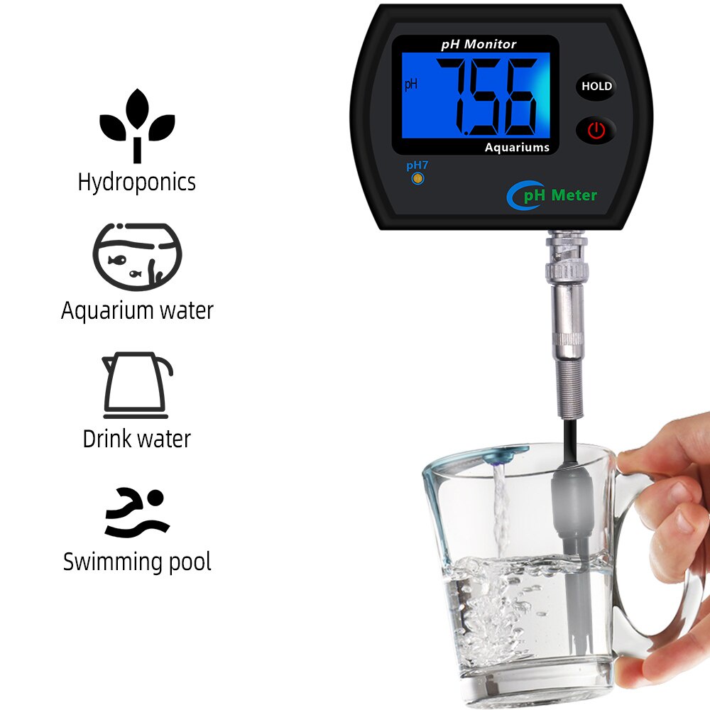 Blue Backlight Ph Meter Multi-parameter Water Quality Monitor Online Ph ...