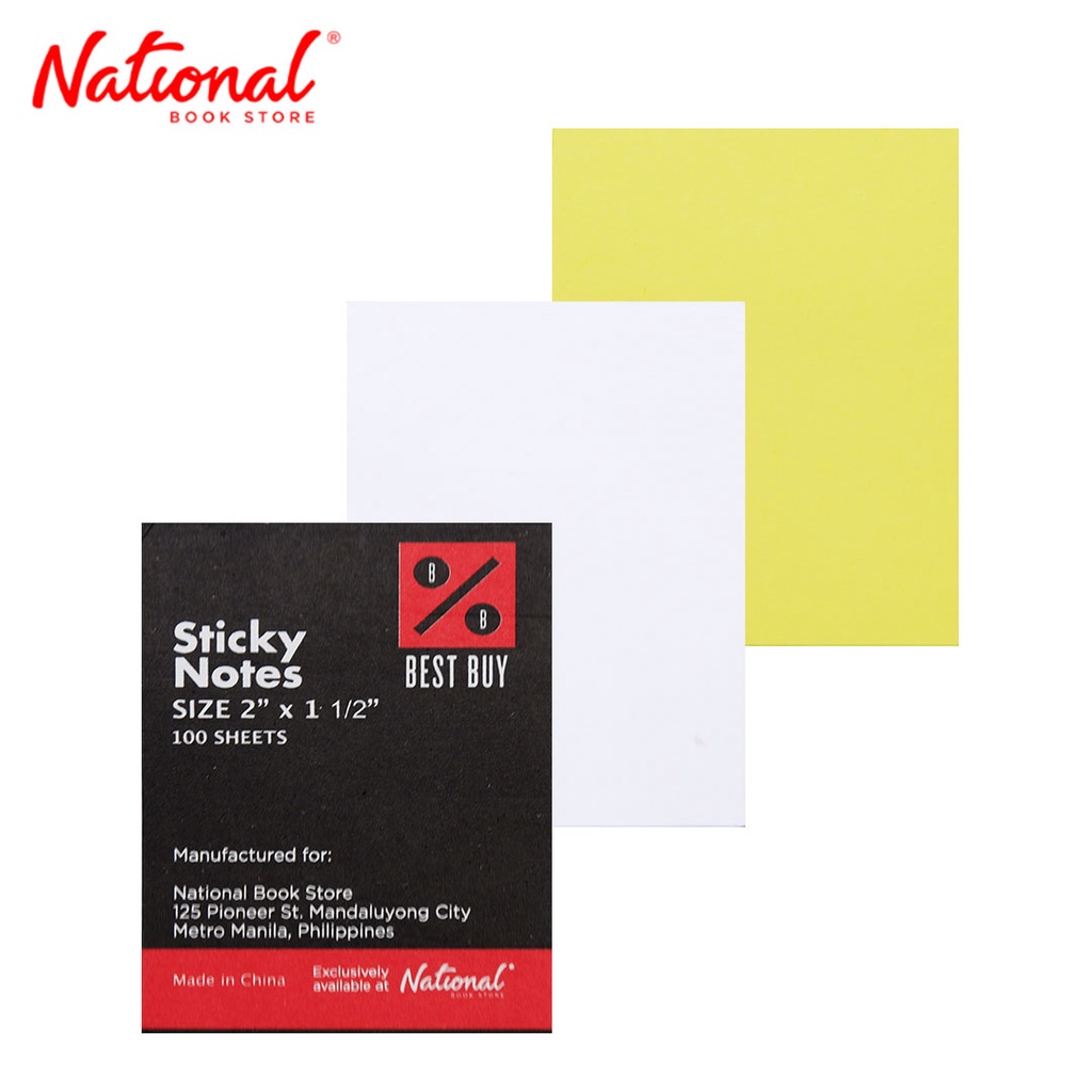 Best Buy Sticky Notes 1.5x2 inches Yellow/White 100's - School & Office ...