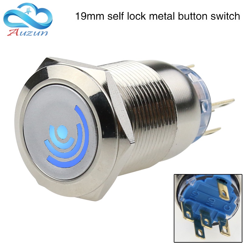 TVWP 19MM metal button switch self-lock button with light red and ...