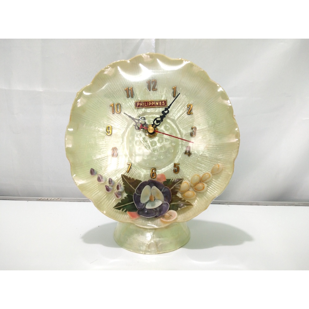 Rounded-shaped Capiz Desk Clock, Round Handmade Analog Clock, Home ...