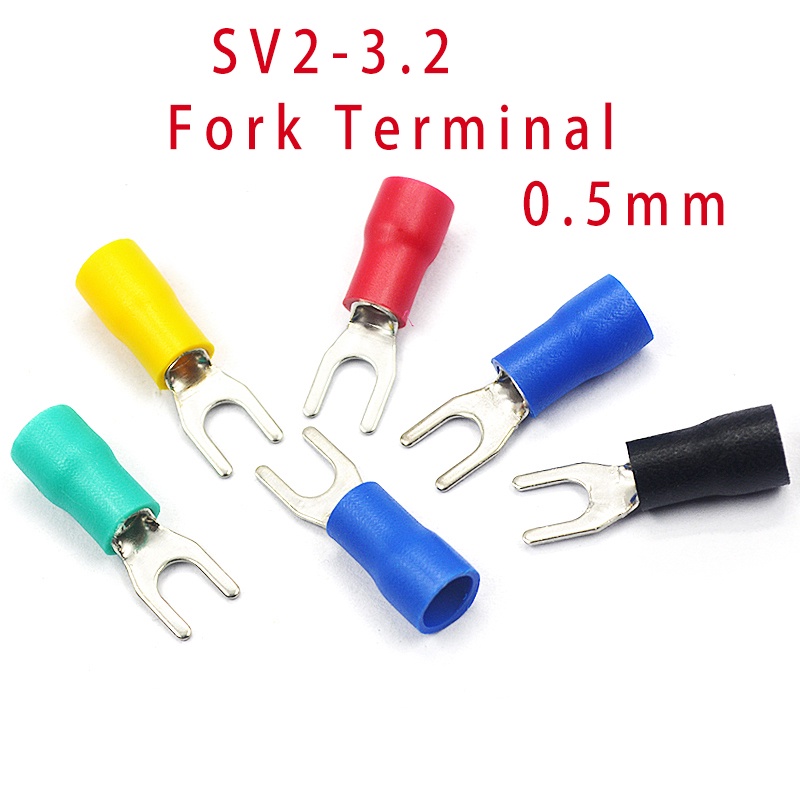 20pcs Cold-pressed terminal SV3.5-4 fork U-shaped Y-shaped insulating ...
