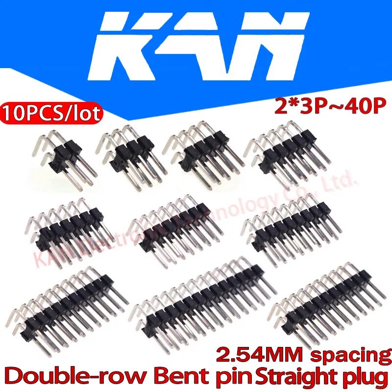 R/A 2.54mm Double Row Right angle Male Breakaway PCB Board Pin Header ...