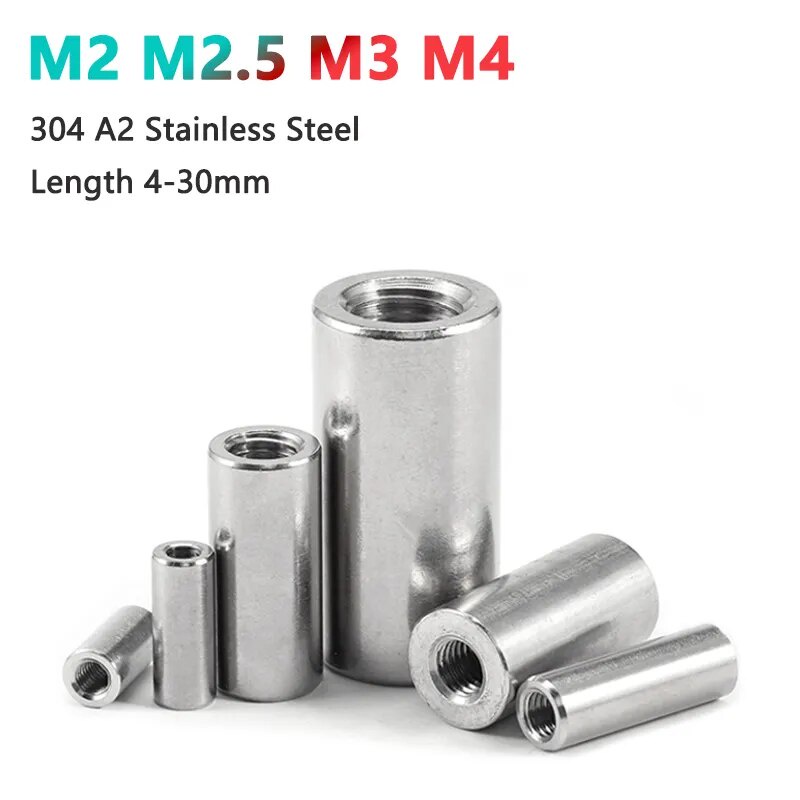 M2 M2.5 M3 M4 304 Stainless Steel Lengthen Round Coupling Nut Female ...