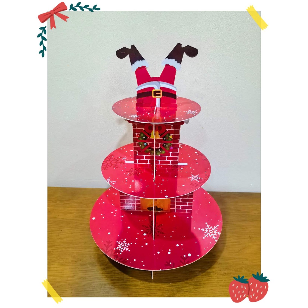 NEW Merry Christmas santa claus Three Layers Cupcake Stand birthday ...