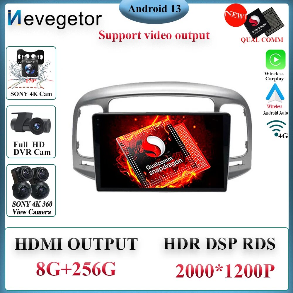 Android13 Qualcomm Snapdragon ForHyundai Accent 2008 2009 2010 2011 ...