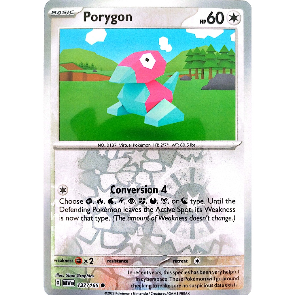 Pokemon TCG Porygon 137/165 Scarlet & Violet - 151 Common Reverse Holo ...