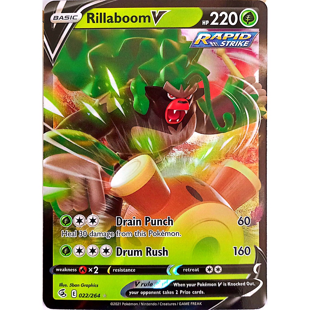 Pokemon TCG Rillaboom V 022/264 Fusion Strike Ultra Rare Holo | Shopee ...