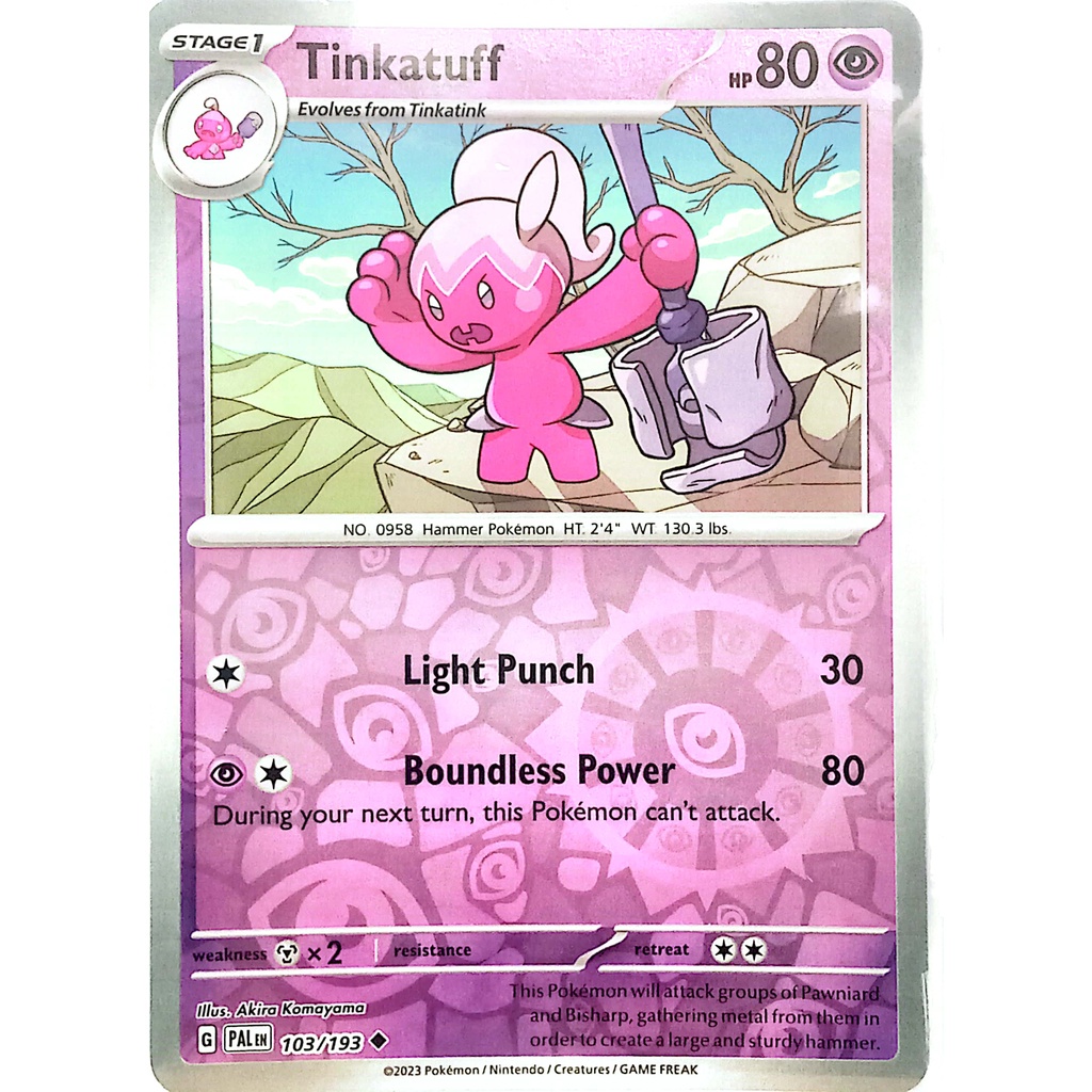 Pokemon TCG Tinkatuff 103/193 Paldea Evolved Sv02 Uncommon | Shopee ...
