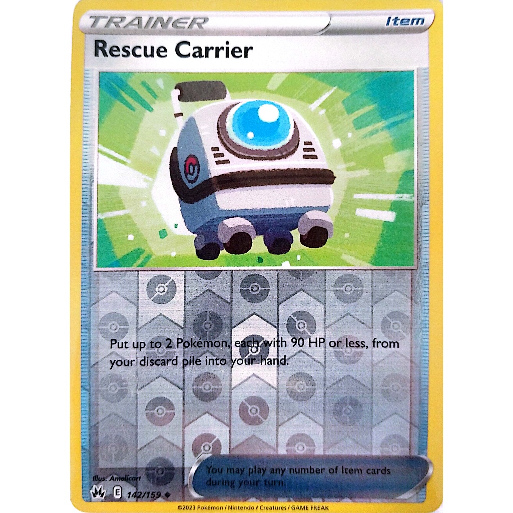 Pokemon TCG Rescue Carrier 142/159 Crown Zenith Uncommon Reverse Holo ...
