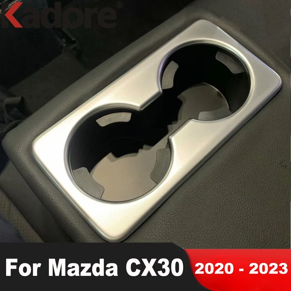 -For Mazda CX30 CX-30 2020 2021 2022 2023 Stainless Steel Car Rear Water Cup Drink Holder Frame ...