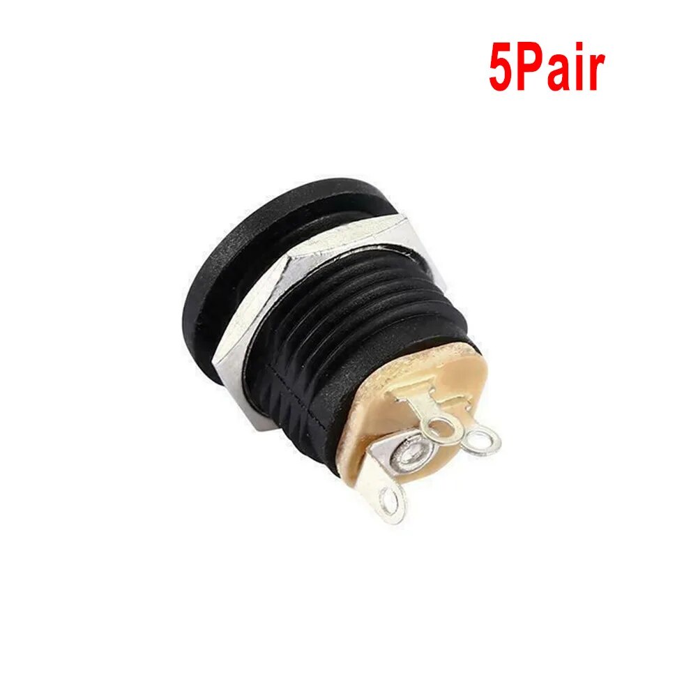 ⓥSocket DC Power Plug 12V Adapter 1A-5A 5 Pair Barrel Jack Black ...