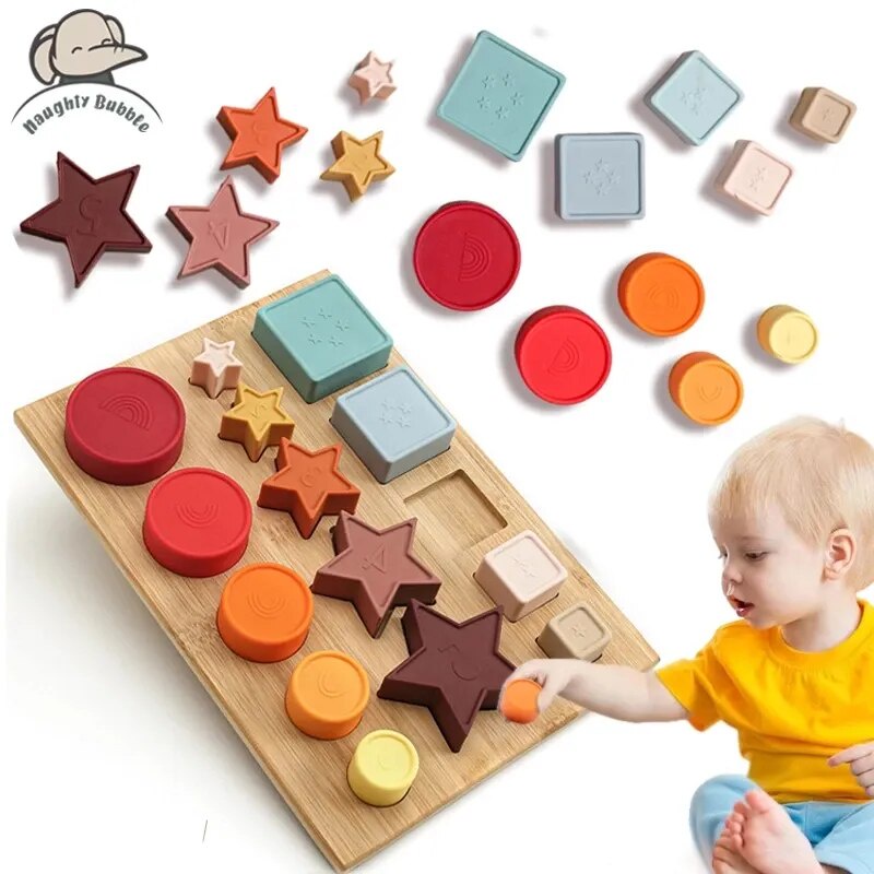1Set Silicone Building Blocks Cartoon Toys for Children Montessori ...