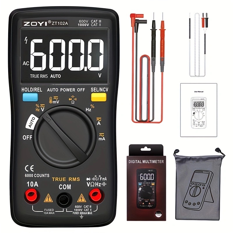 ZOYI Zt-102A Digital Multimeter 6000 Counts True RMS Auto/Manual AC ...