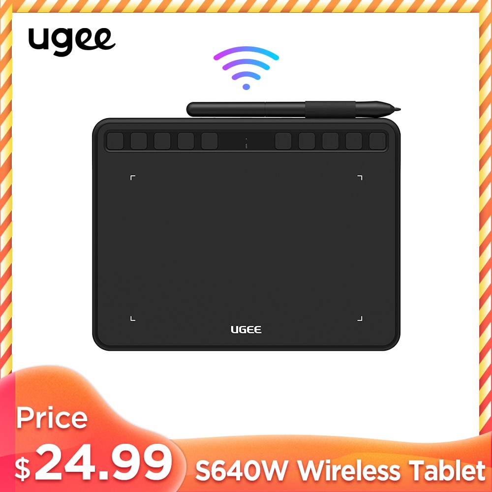 【6\" Wireless Graphics Pen Tablet for PC/Android UGEE S640W Digital Drawing Tablet Writing ...